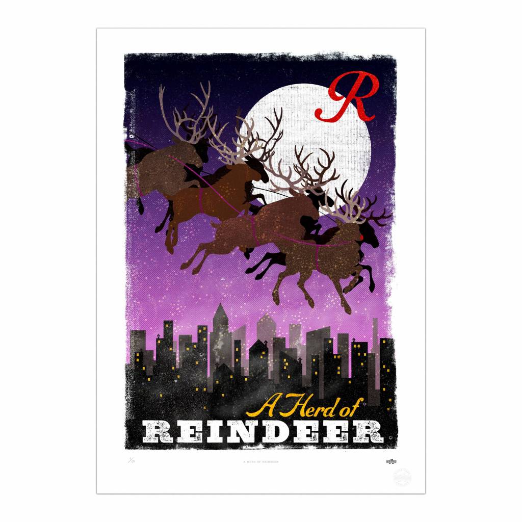 A Herd of Reindeer Print - Graphic Art by Miraphora and Eduardo at MinaLima